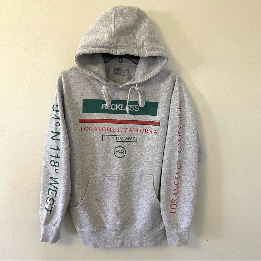 Young & Reckless Men's Logo Streetwear Hoodie Gray Si… - Gem